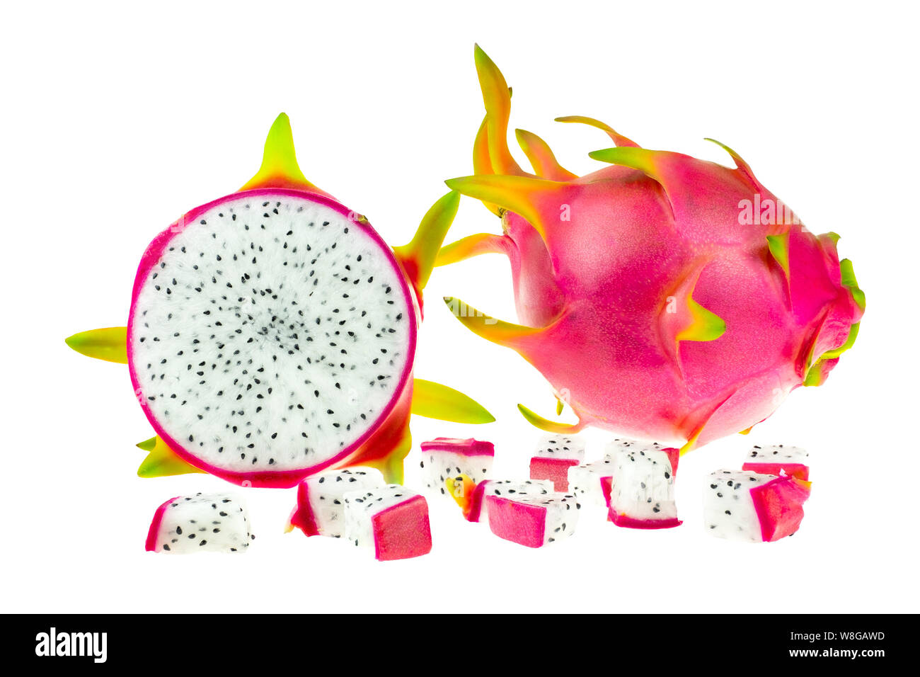 Beautiful pink dragon fruit or pitaya isolated at white background ...