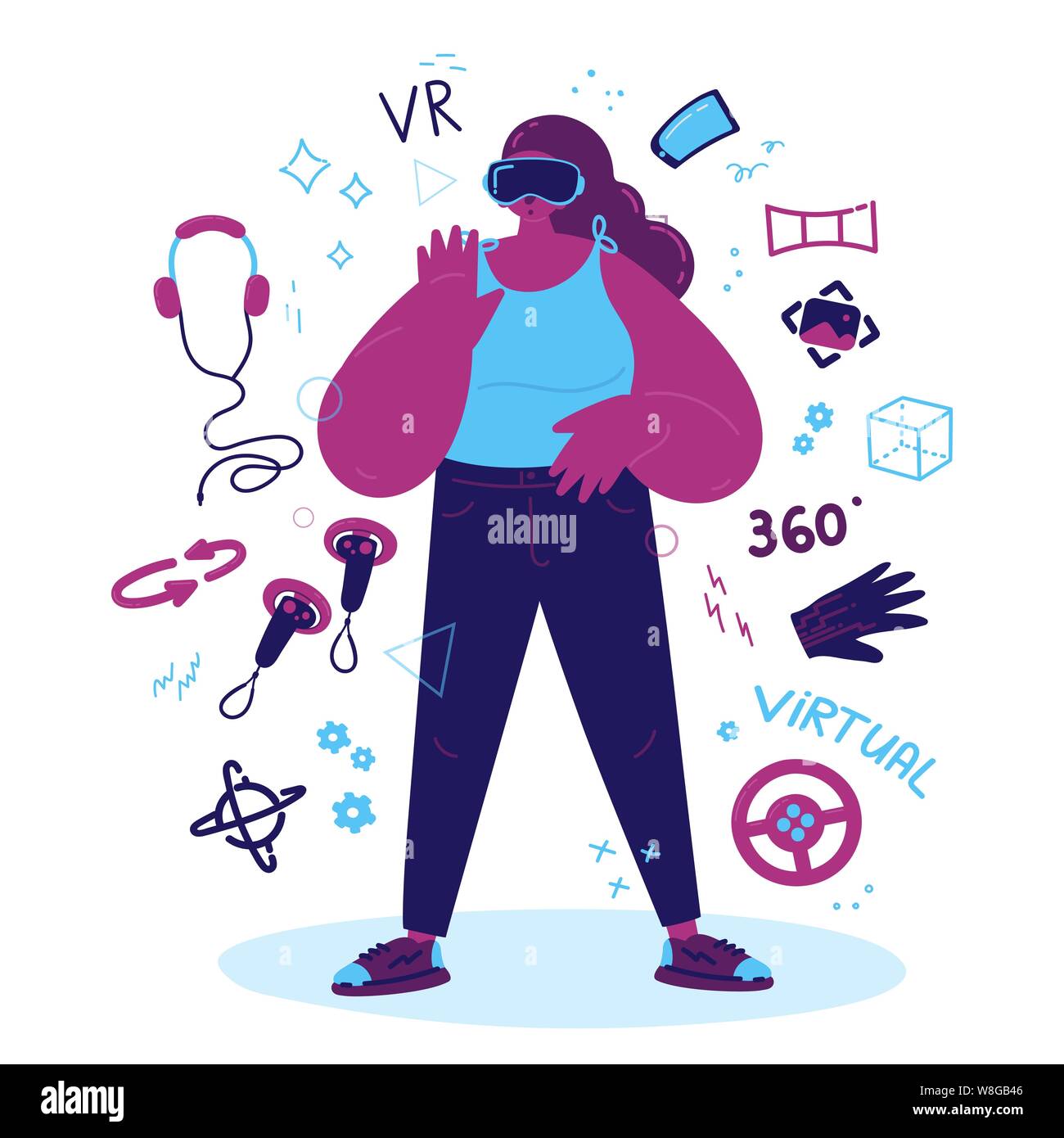 Woman virtual reality simulator Stock Vector Images - Alamy