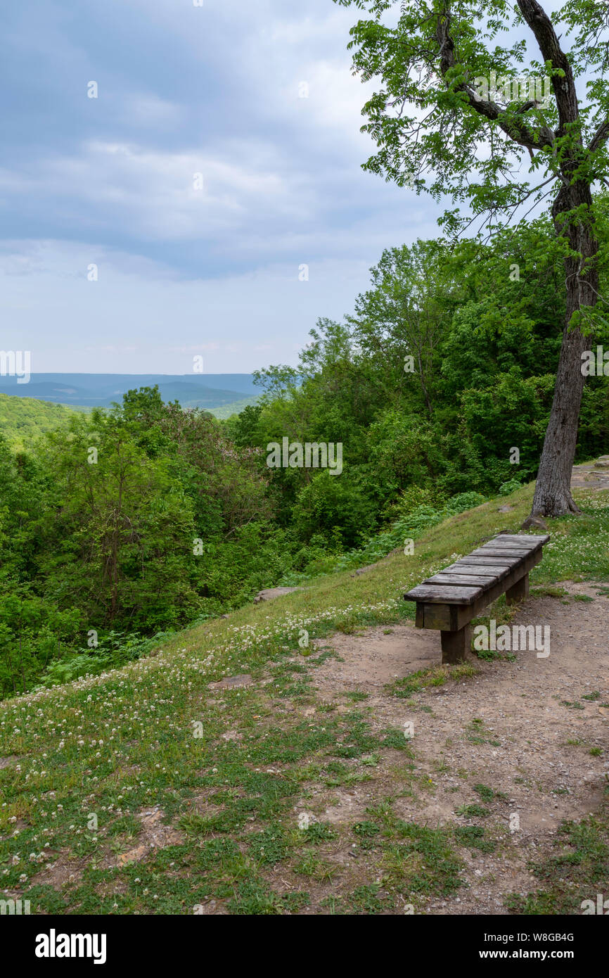 Bench with view on mountain Stock Photo - Alamy