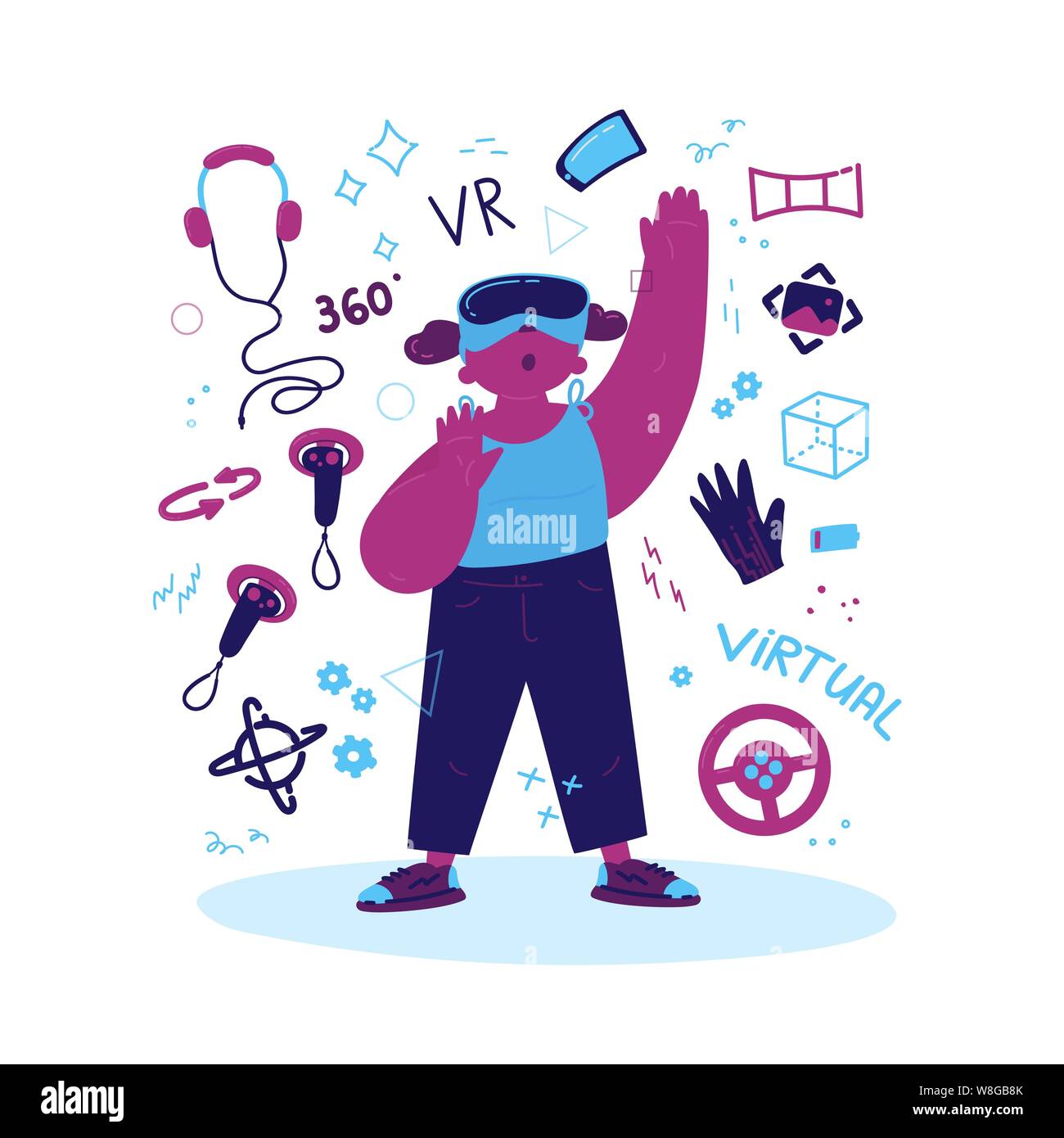 Girl augmented future reality device Stock Vector Images - Alamy