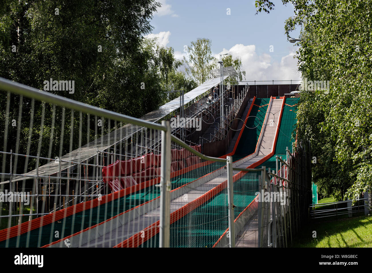 Moscow, Russia-August 6, 2019: big summer slide for children in ...