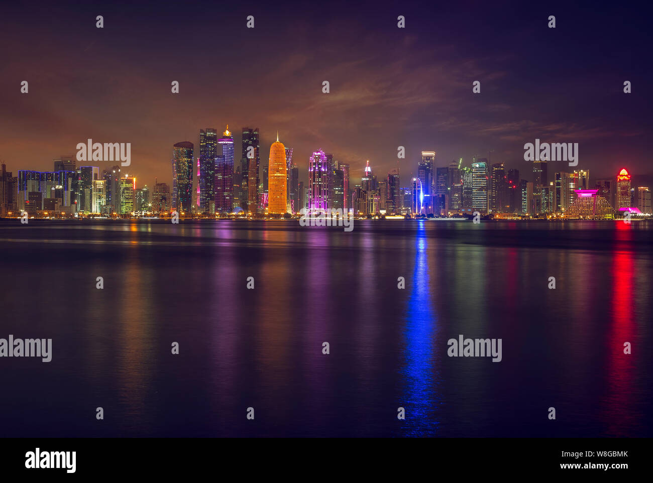 night View of Doha Sky Line Stock Photo - Alamy
