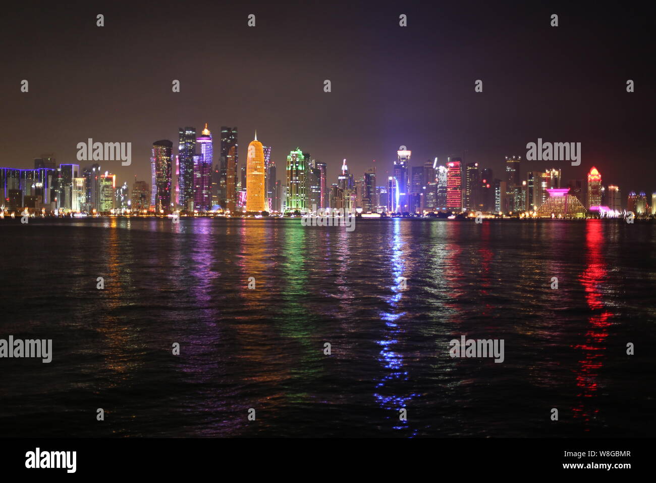night View of Doha Sky Line Stock Photo - Alamy