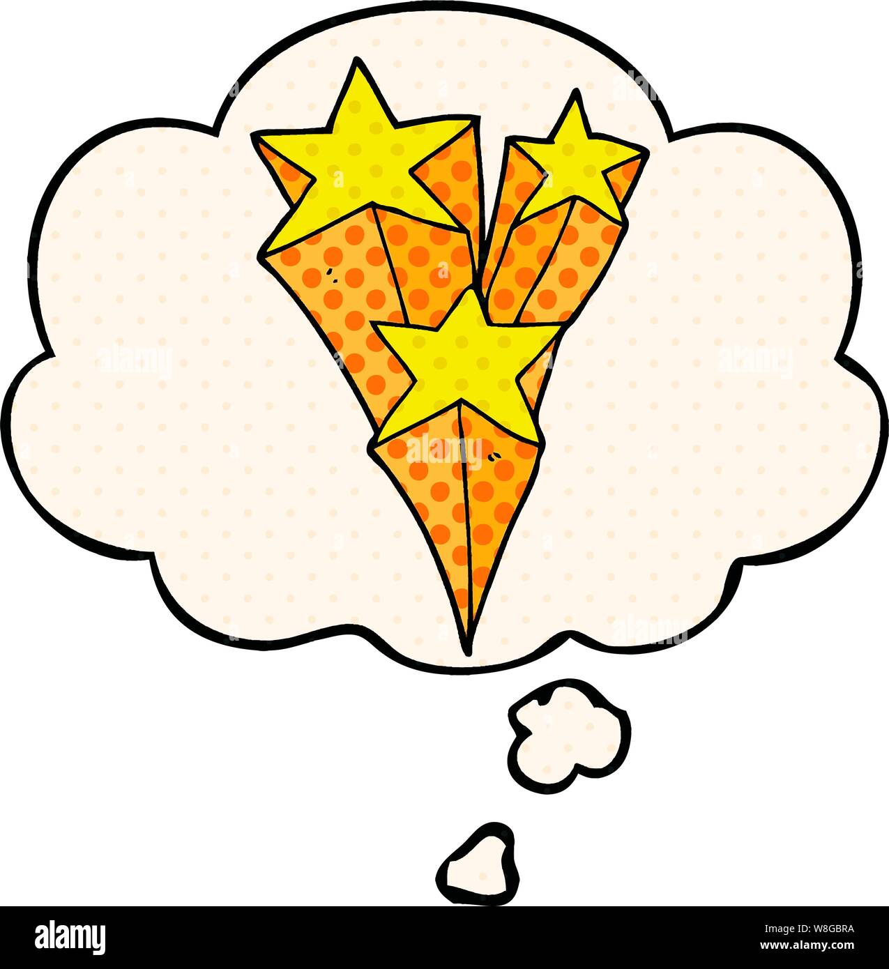 cartoon shooting stars with thought bubble in comic book style Stock ...