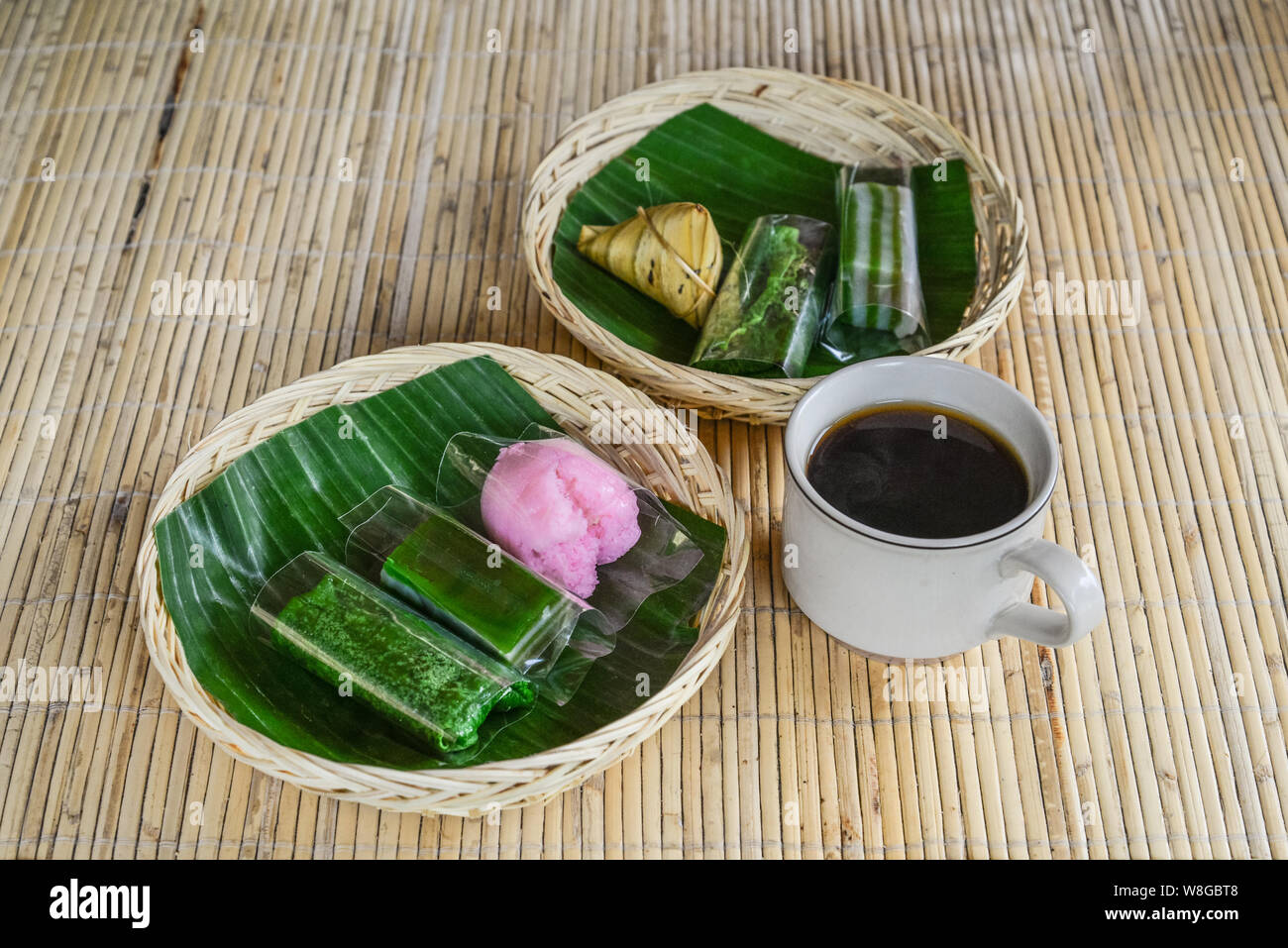 Authentic Bali sweets from rice flour with cup of tea Stock Photo - Alamy