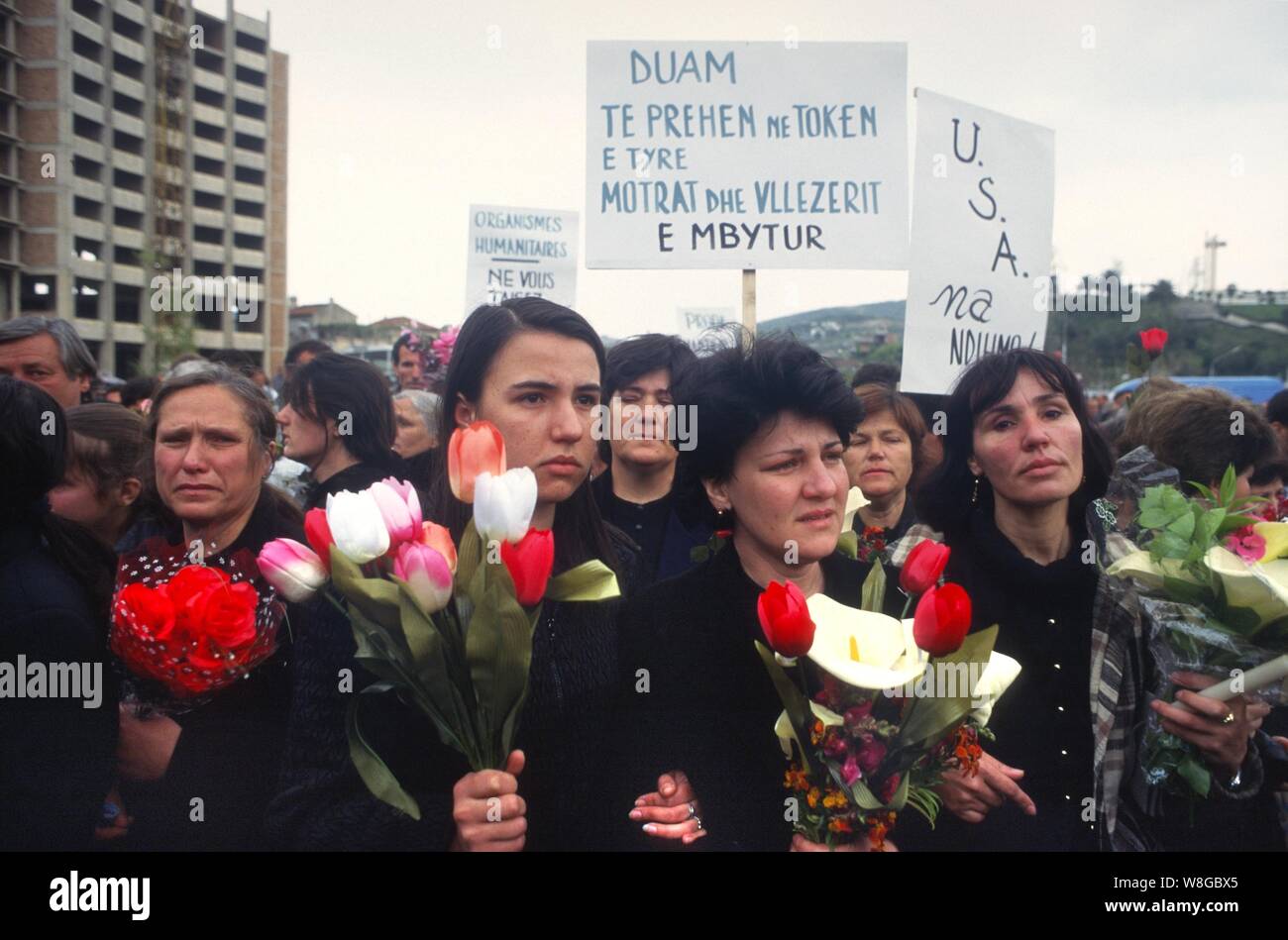 Albania, Vlora, April 1997, demonstration in memory of the tragedy of ...