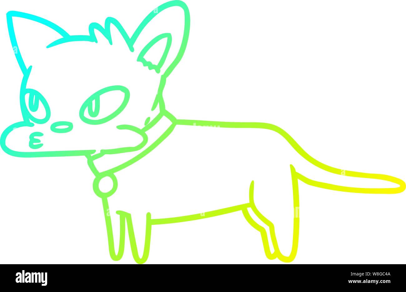 cold gradient line drawing of a cartoon cat Stock Vector Image & Art ...