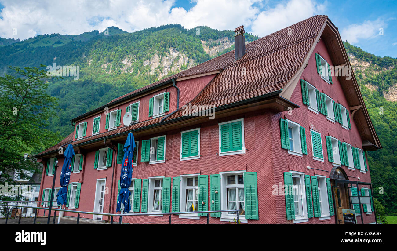 Typical Inn in the Swiss Alps - THE SWISS ALPS, SWITZERLAND - JULY 22 ...