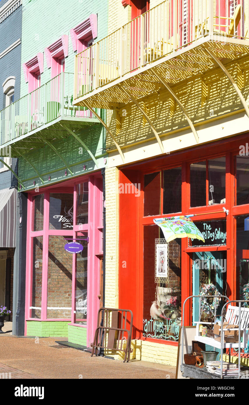 Downtown Yazoo City Mississippi features many buildings painted in ...