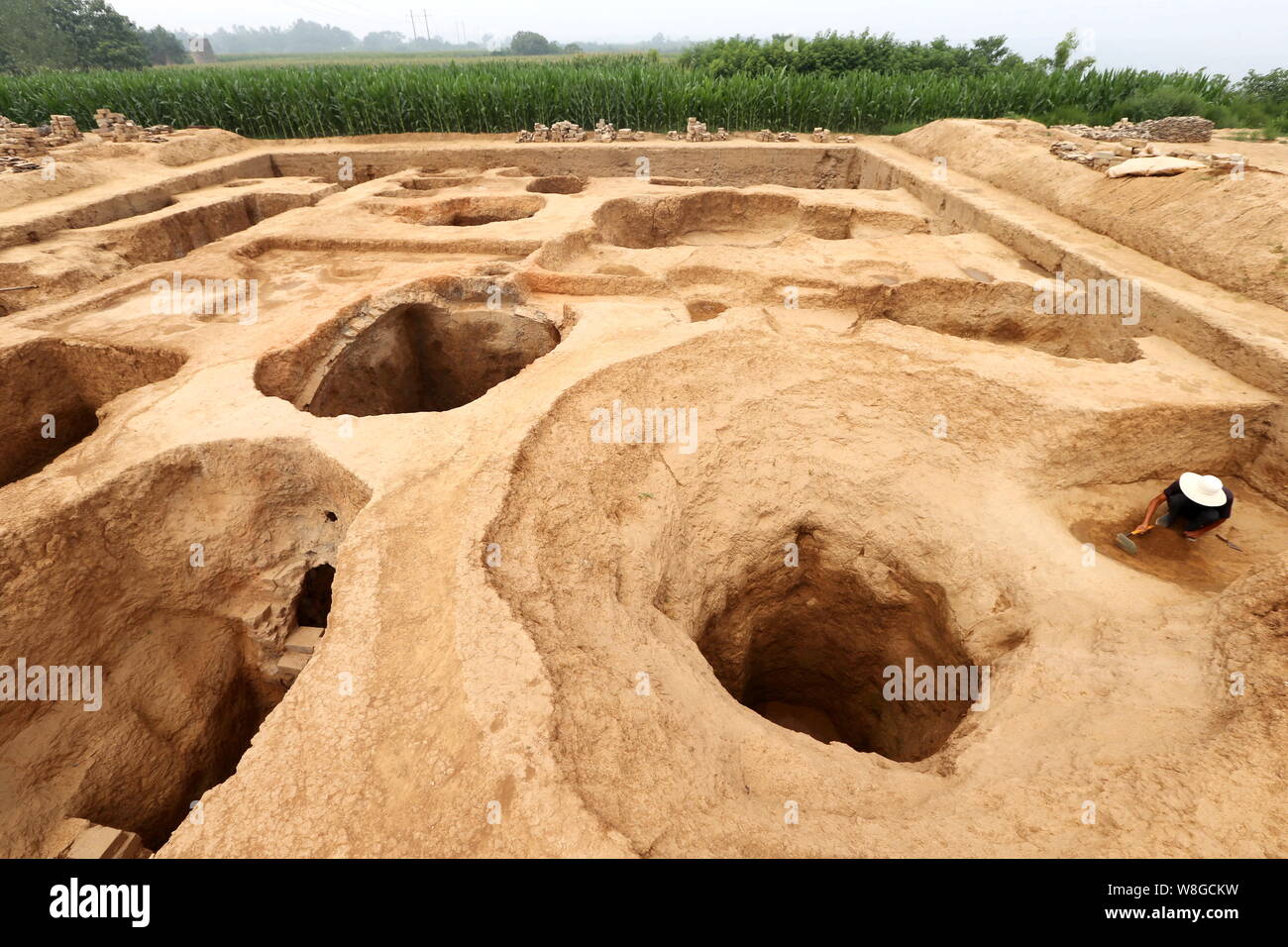 A Chinese archaeologist excavates the ancient kilns of the Eastern Han ...
