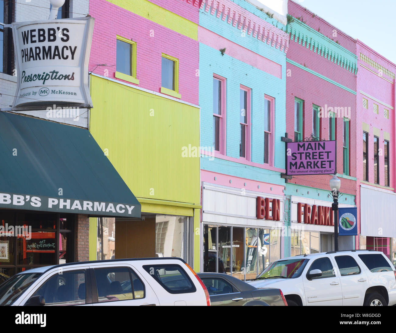 Downtown Yazoo City Mississippi features many buildings painted in ...