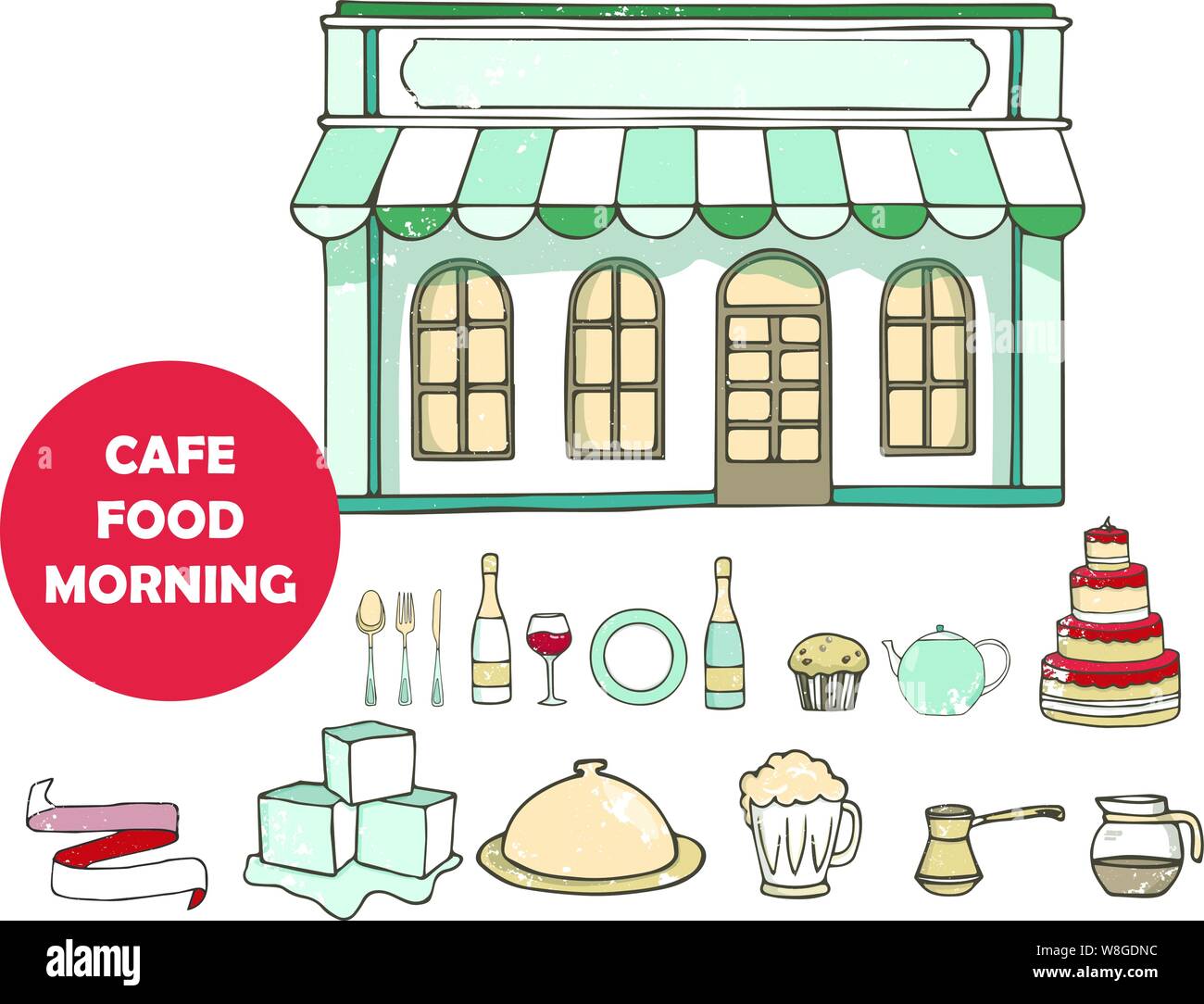 Morning food menu design. Breakfast and brunches dishes collection ...