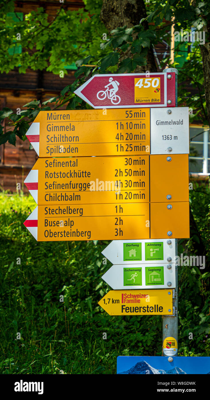 Direction signs at Gimmelwald in the Swiss Alps - THE SWISS ALPS ...