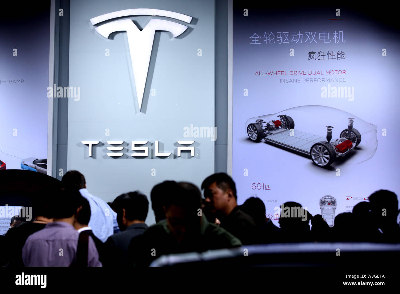 --FILE--People visit the stand of Tesla during the 16th Shanghai ...