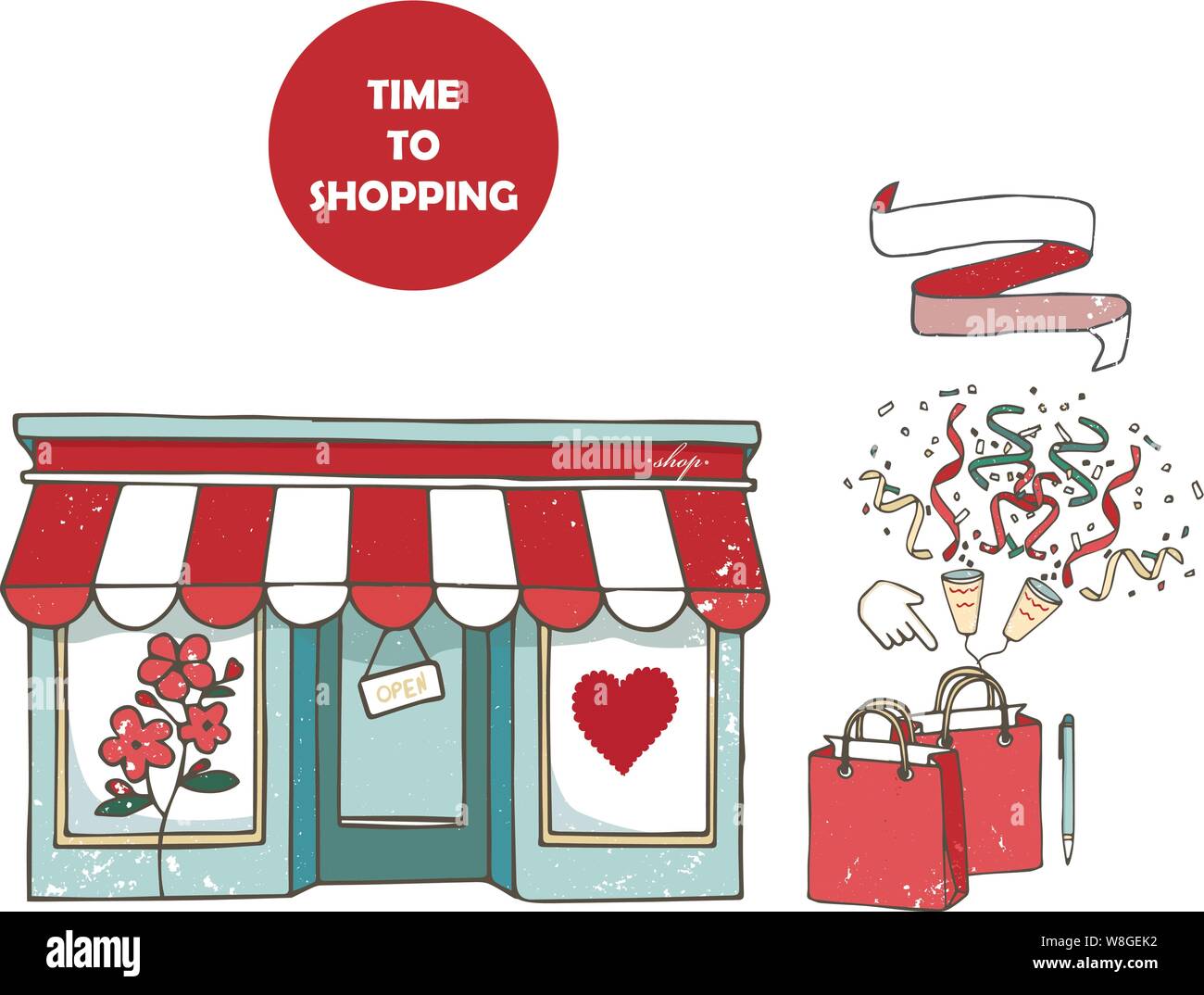 Flat design store fronts. Set of 9 shops and venues vector icons Stock ...