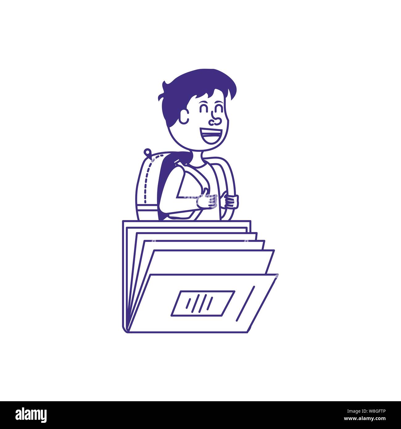 cute little student boy with book closed vector illustration design ...
