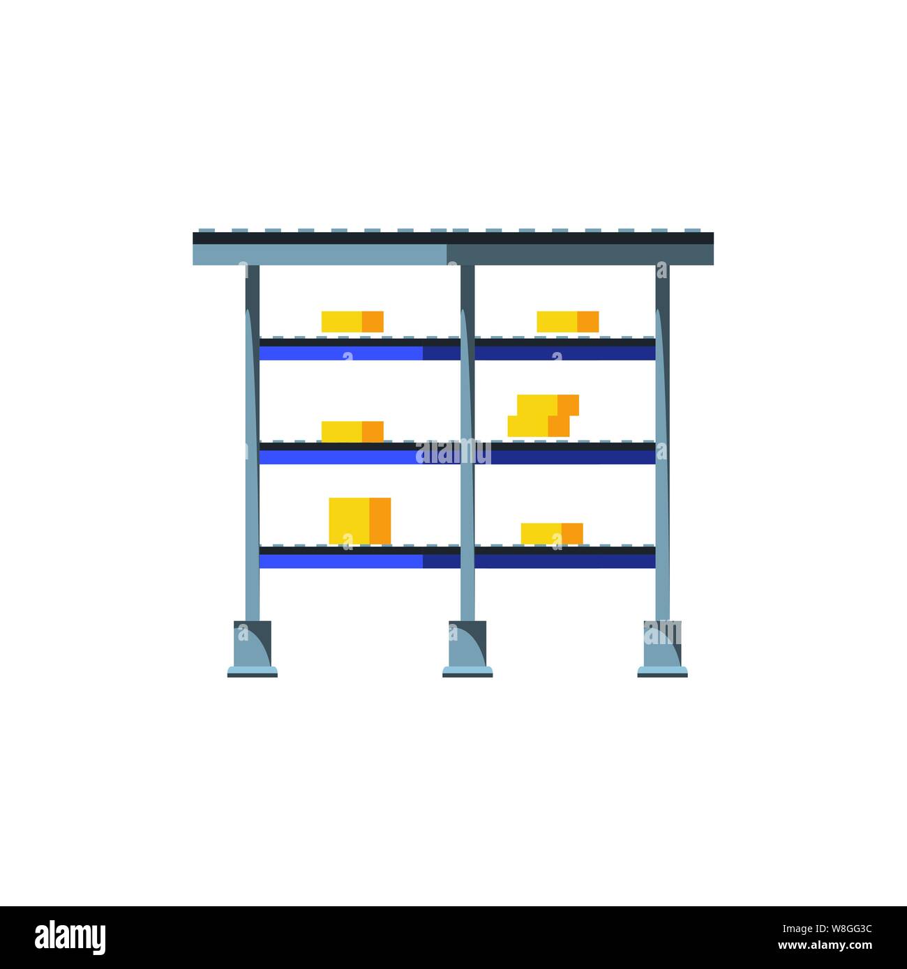 warehouse shelving metalic with boxes vector illustration design Stock ...