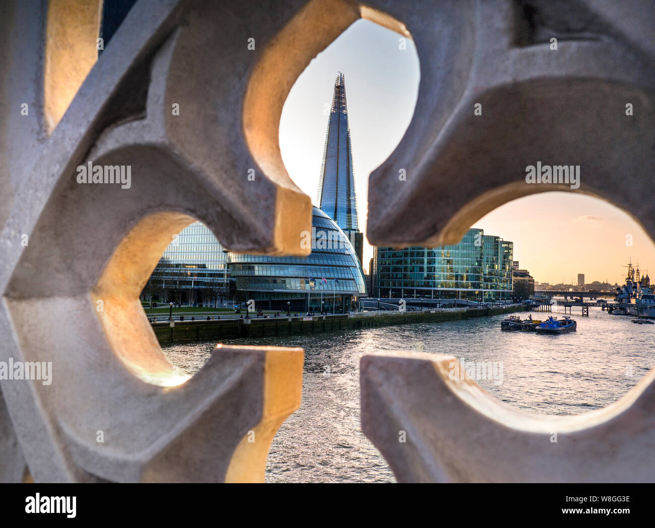 The London Shard, City Hall and contemporary London contrasted by old ...