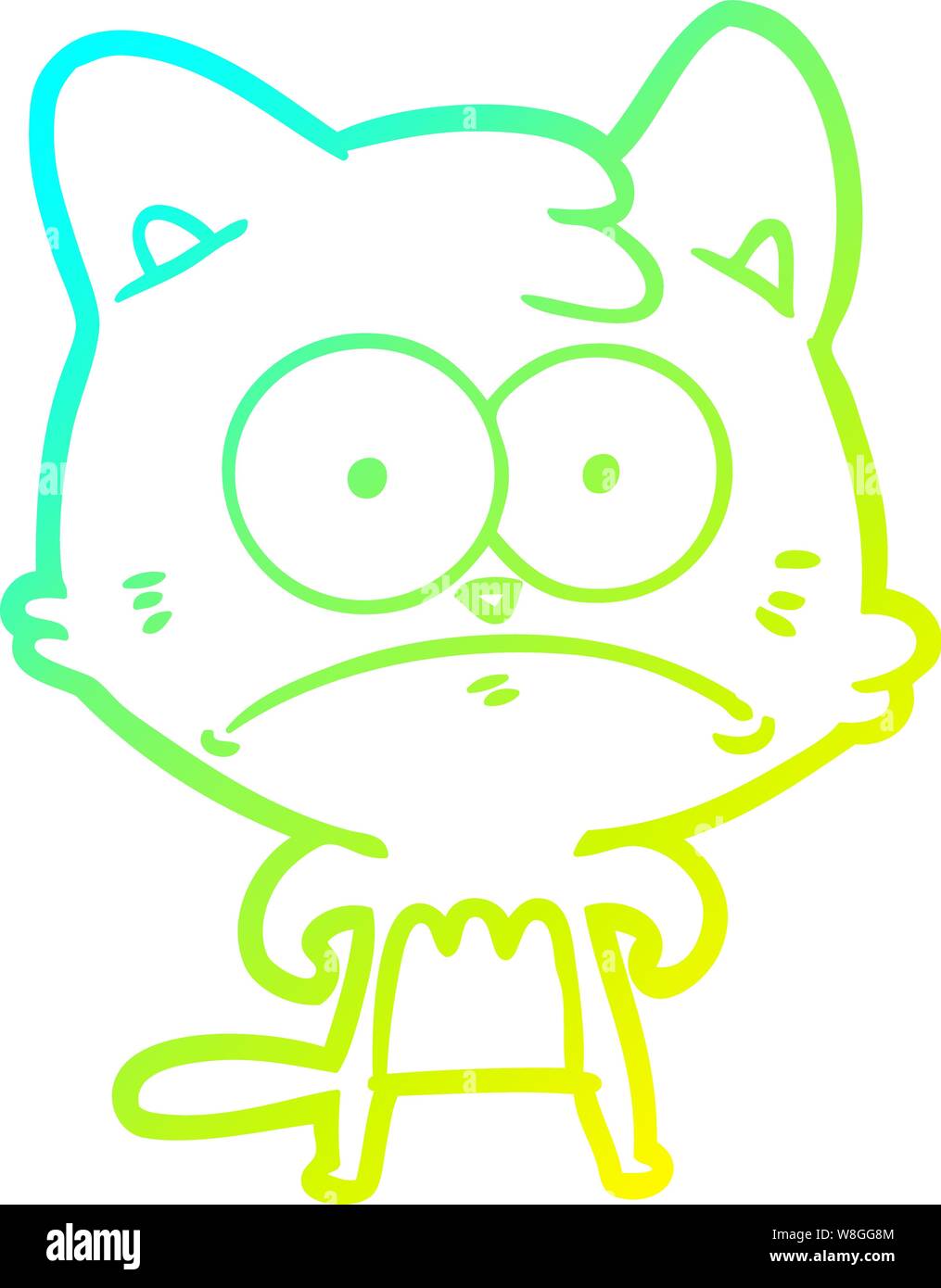 cold gradient line drawing of a cartoon nervous cat Stock Vector Image ...