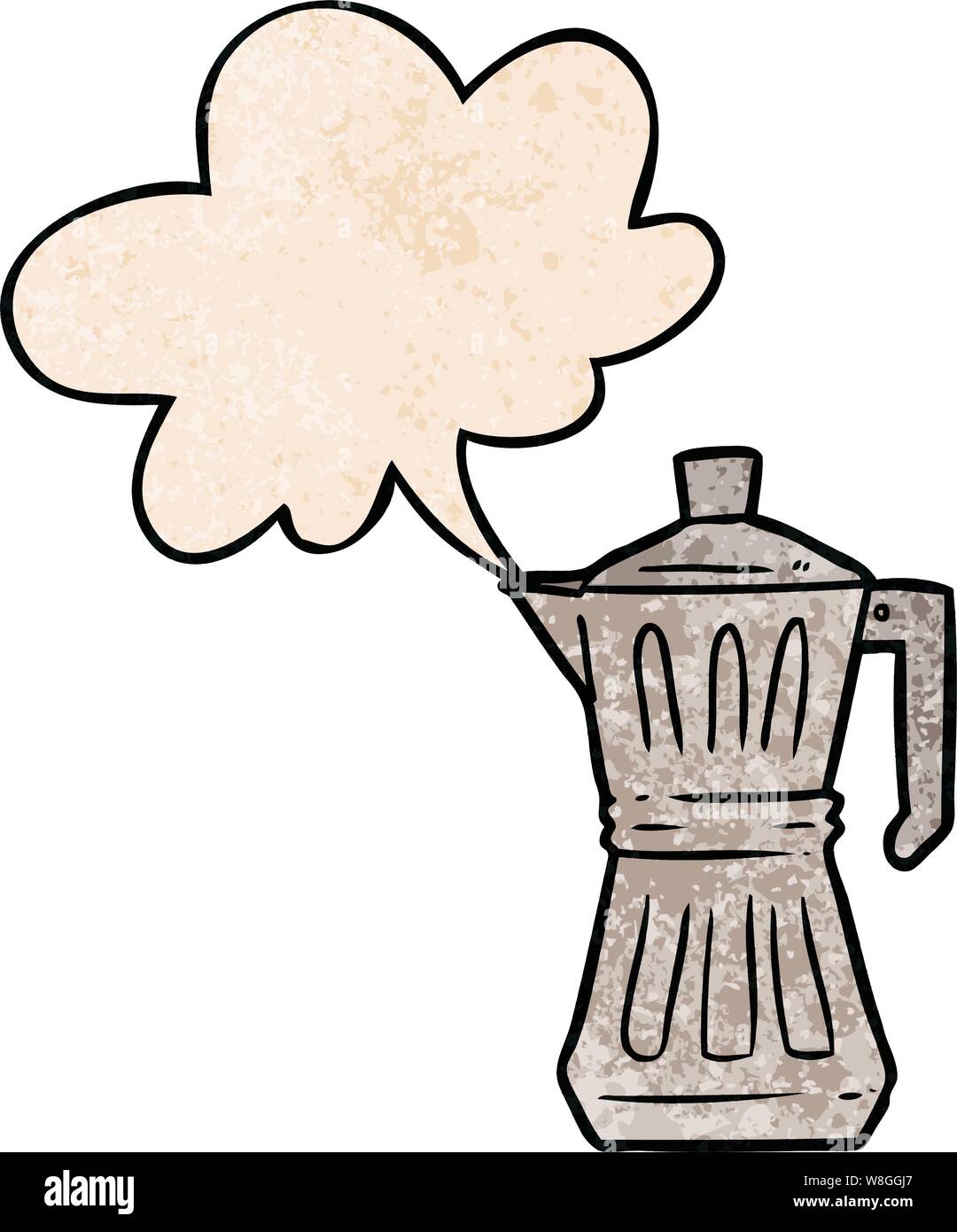 cartoon espresso maker with speech bubble in retro texture style Stock ...