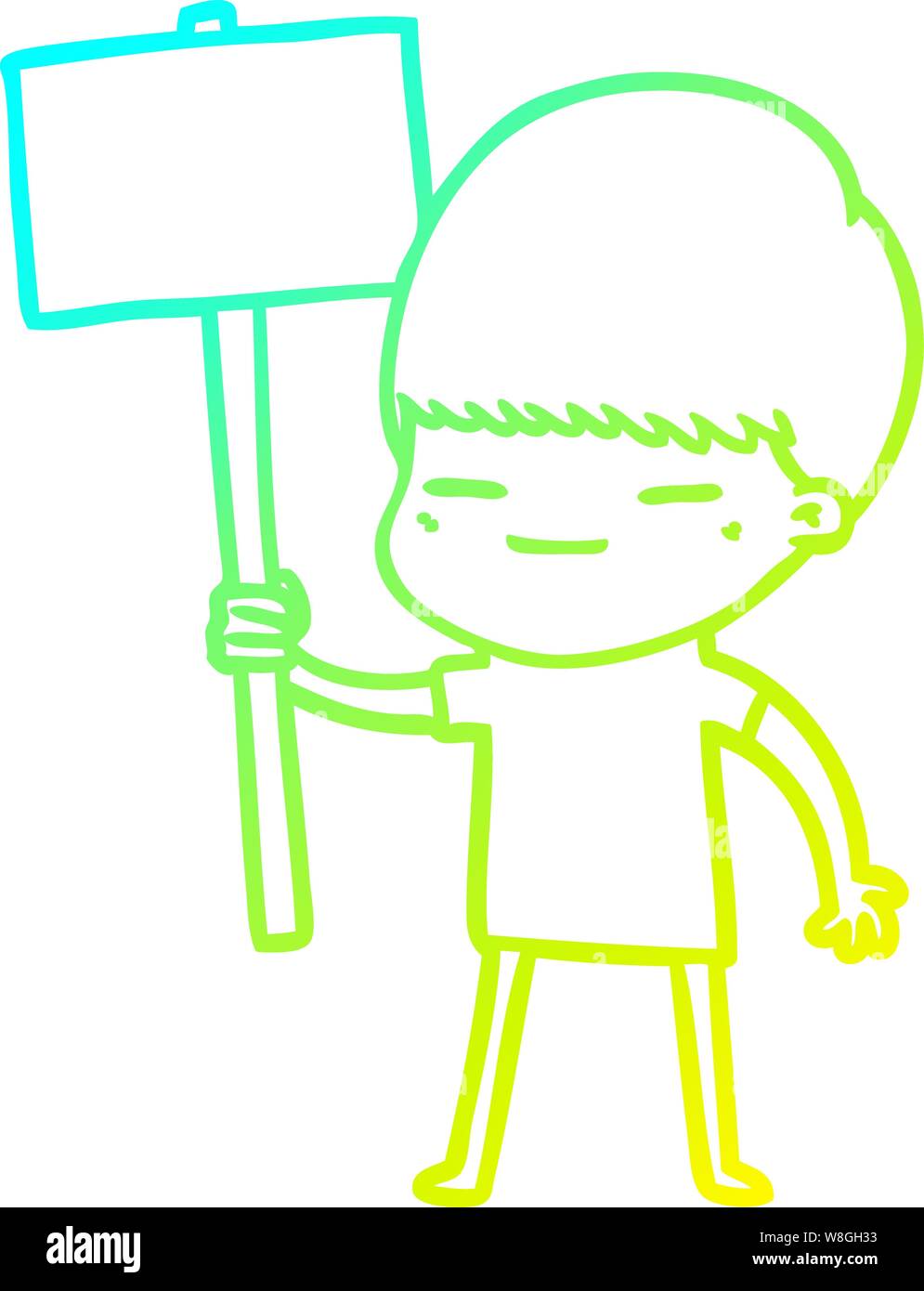 cold gradient line drawing of a cartoon smug boy Stock Vector Image ...