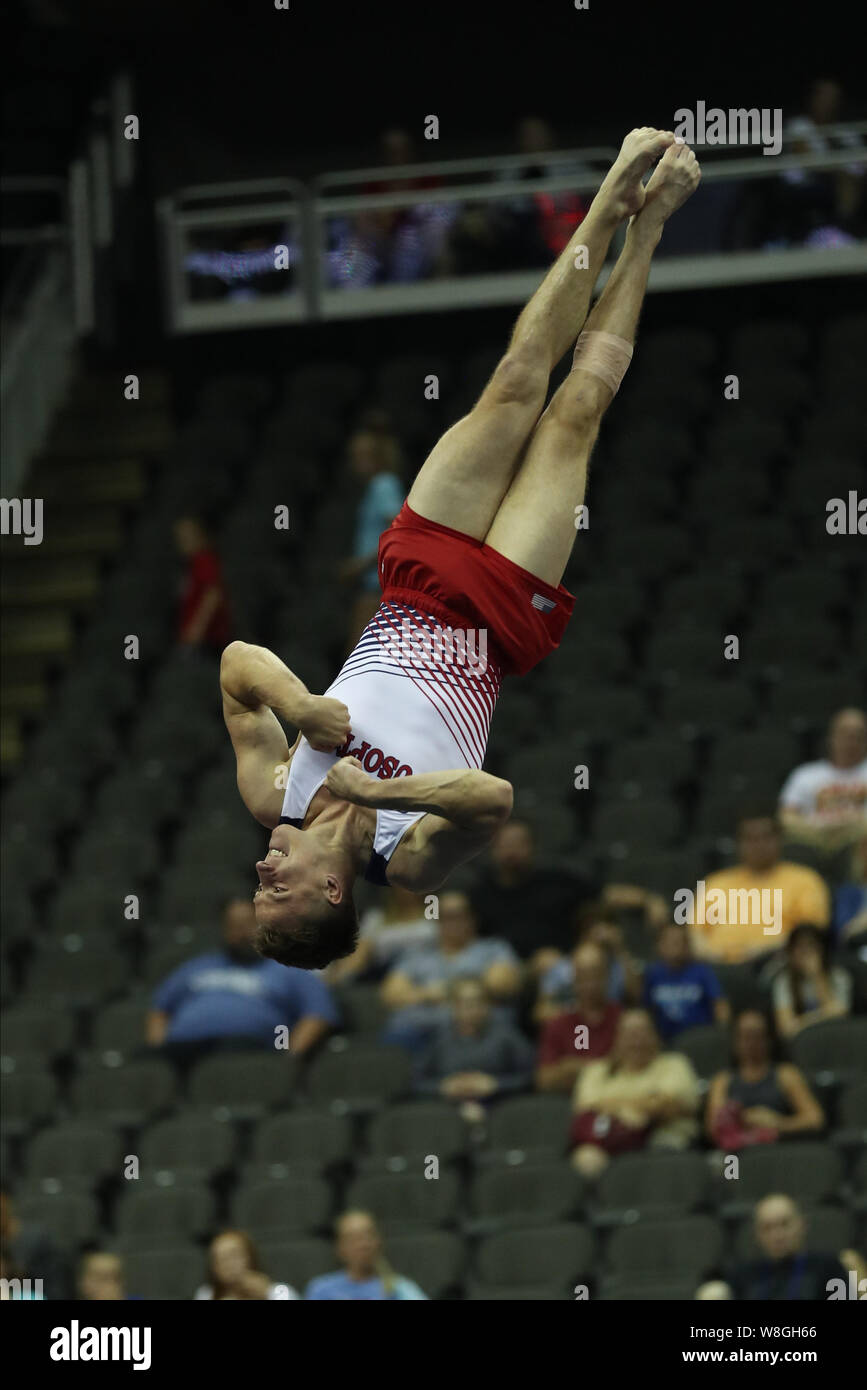 August 8, 2019: Gymnast Eddie Penev of the U.S.O.P.T.C competes on the ...