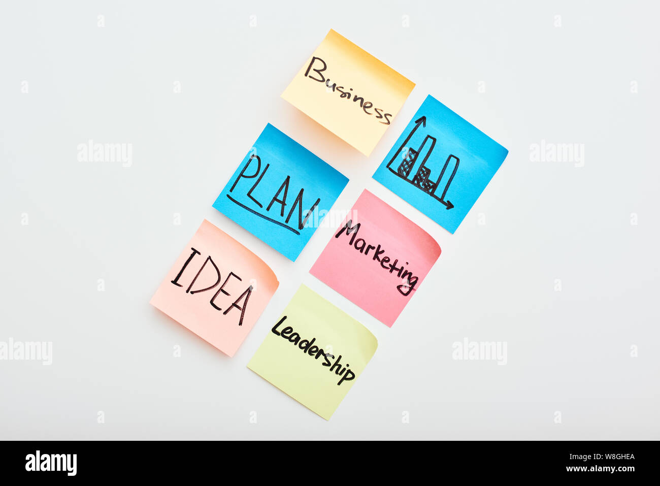 Reminder business papers with notes written on it isolated on white ...