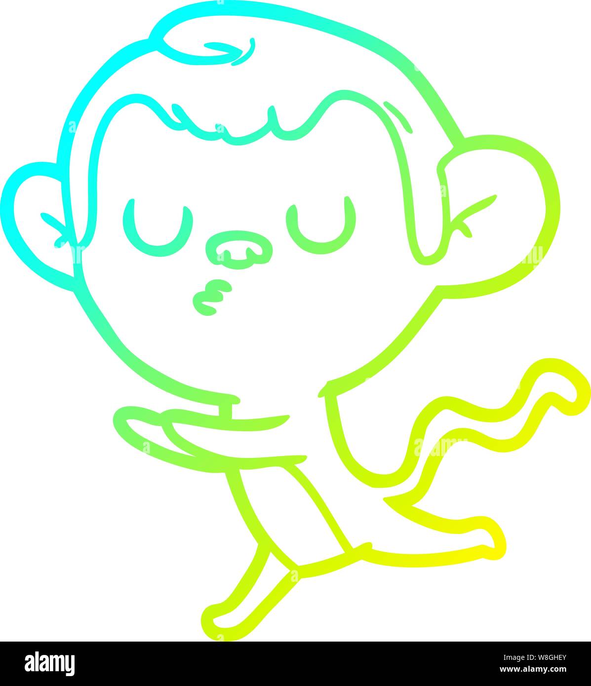 cold gradient line drawing of a cartoon monkey Stock Vector Image & Art ...