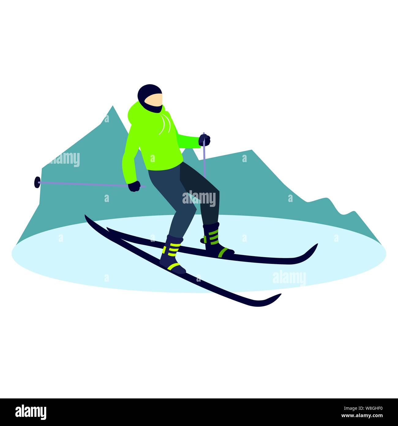 man skiing extreme sport and lifestyle vector illustration Stock Vector ...