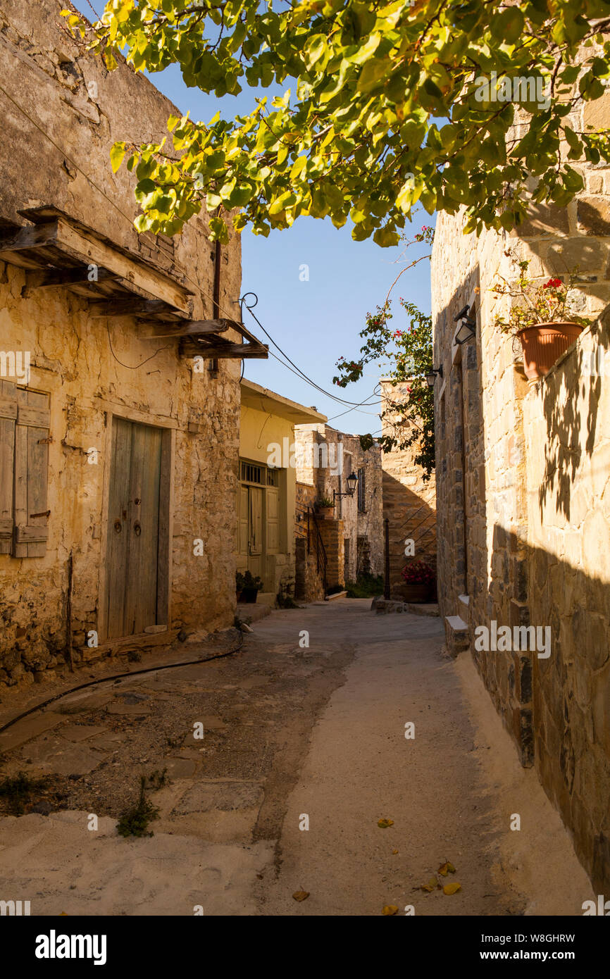 Traditional houses and old buildings at the village of Anatoli, Crete ...