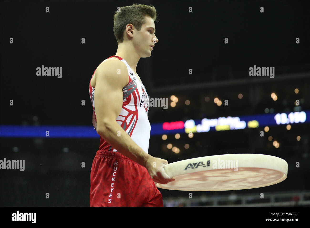 August 8, 2019: Gymnast Alec Yoder of Ohio State competes during the ...
