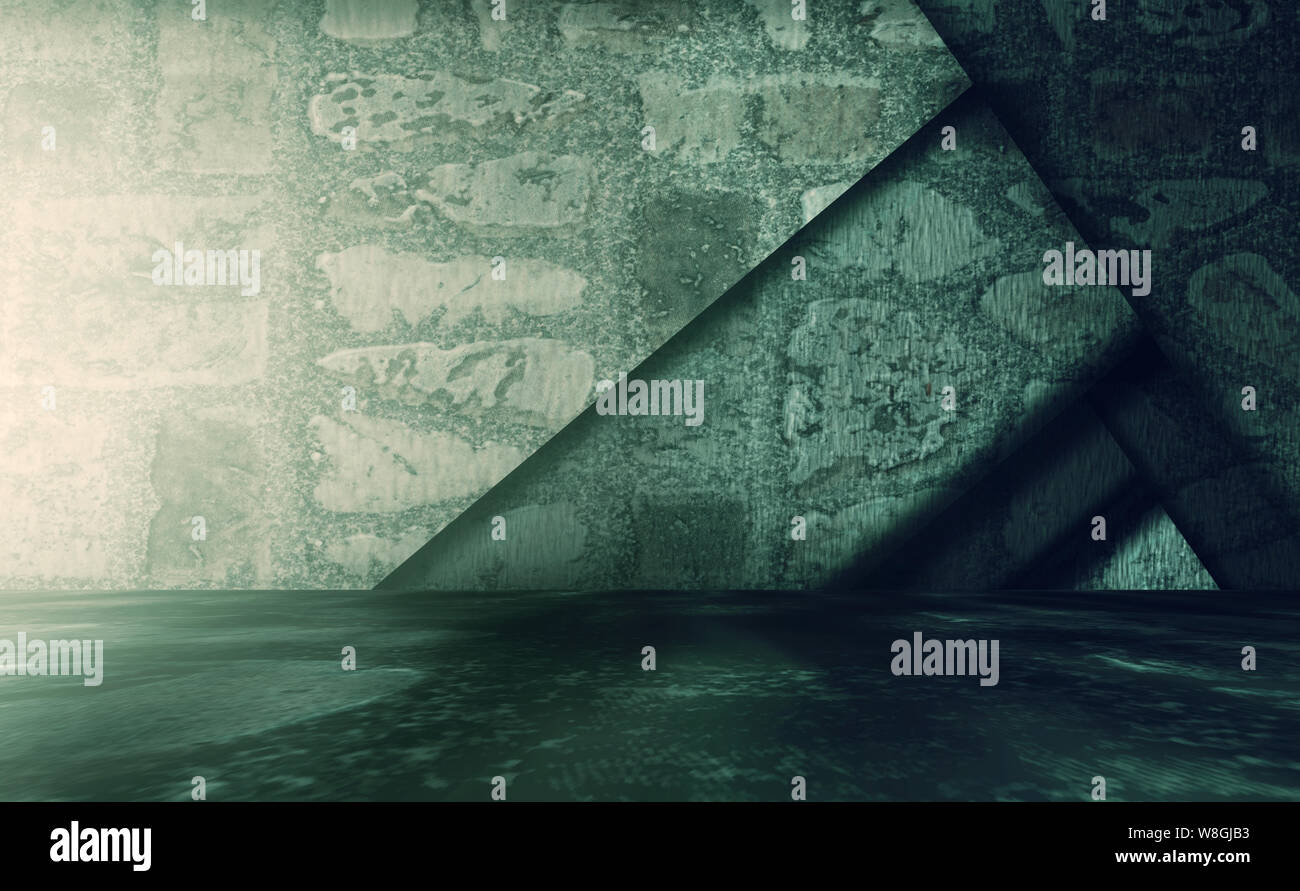 3d rendering illustration. Abstract background. Old grunge underground ...