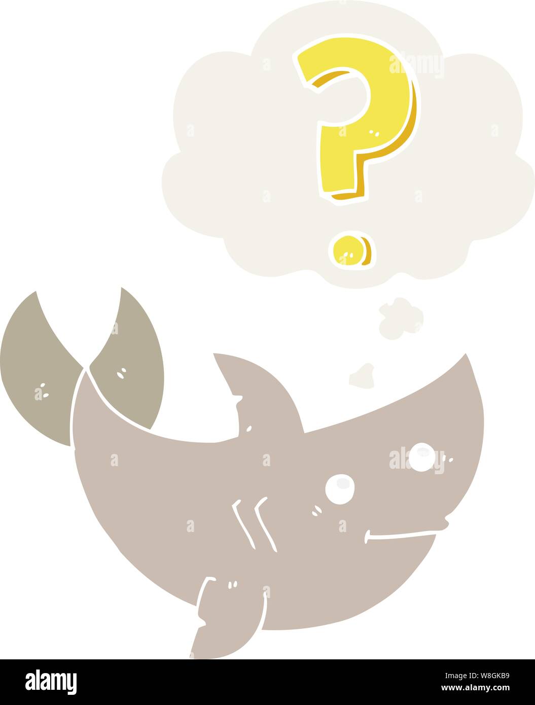 cartoon shark asking question with thought bubble in retro style Stock ...