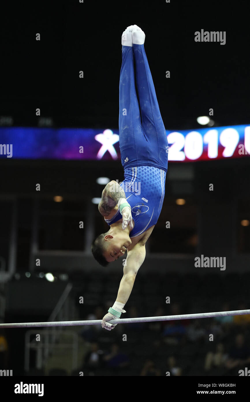 August 8, 2019: Gymnast Timothy Wang of U.S.O.P.T.C. competes during ...