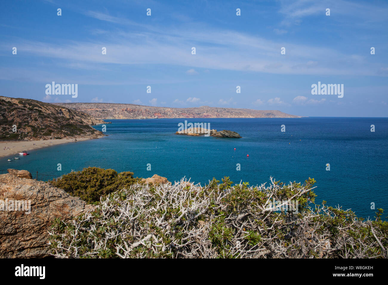 Vai beach - popular tourist destination in Crete, Greece Stock Photo ...