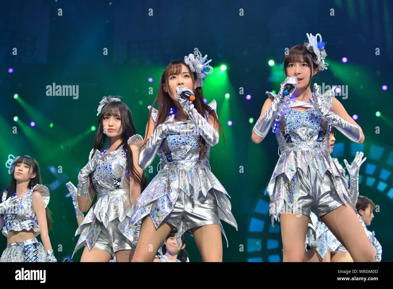 Members of Chinese girl group SNH48, a sister group of Japanese girl ...