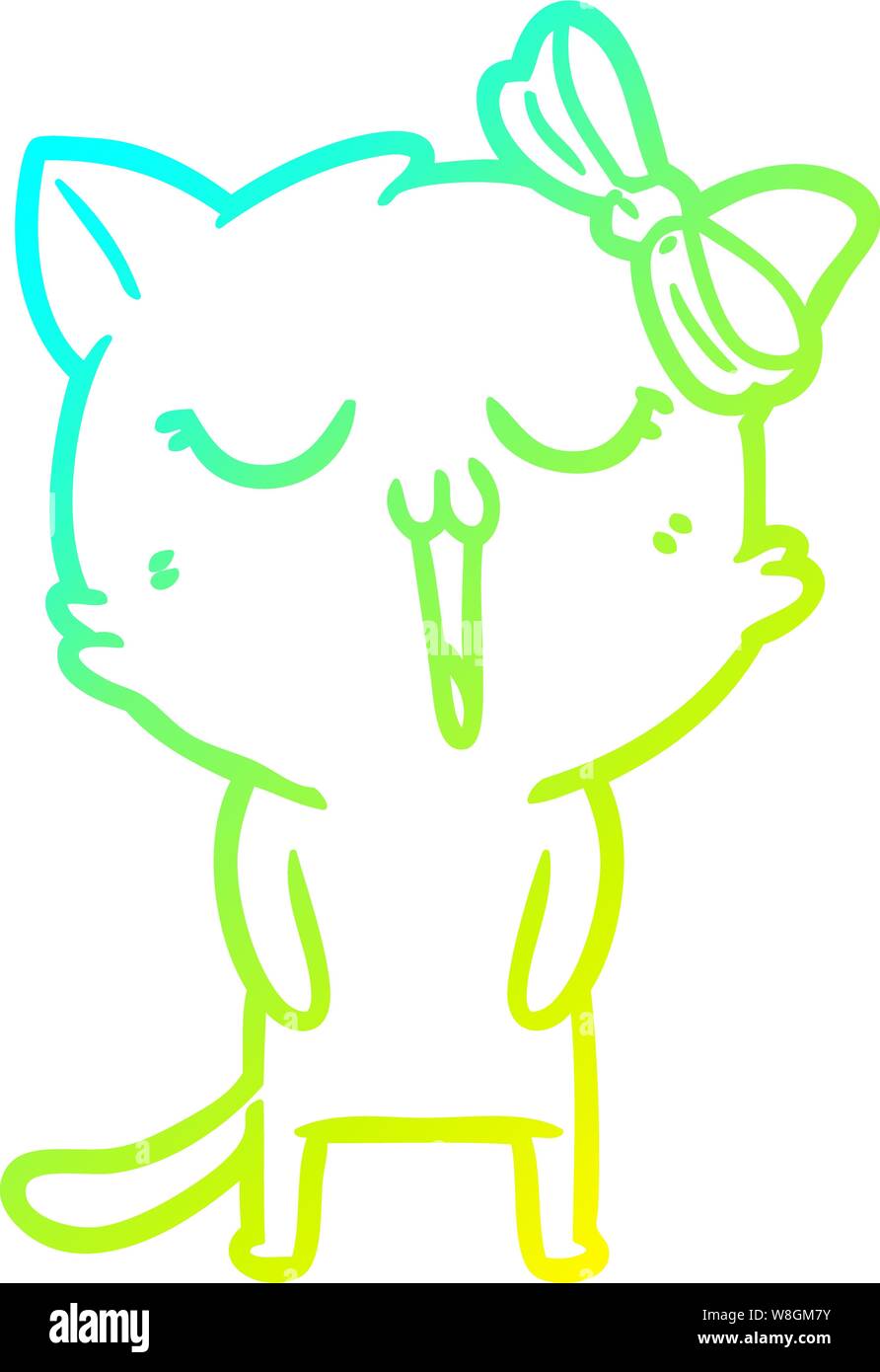 cold gradient line drawing of a cartoon cat Stock Vector Image & Art ...