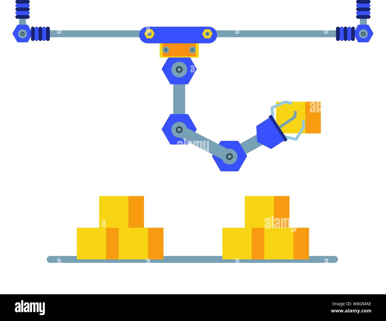 robotic hand industrial with boxes carton vector illustration design ...