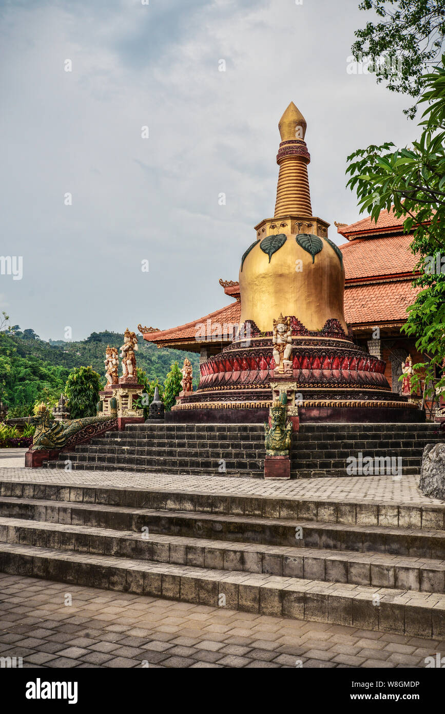 Small stupa in budhist temple Brahma Vihara-Arama Banjar in Lovina ...