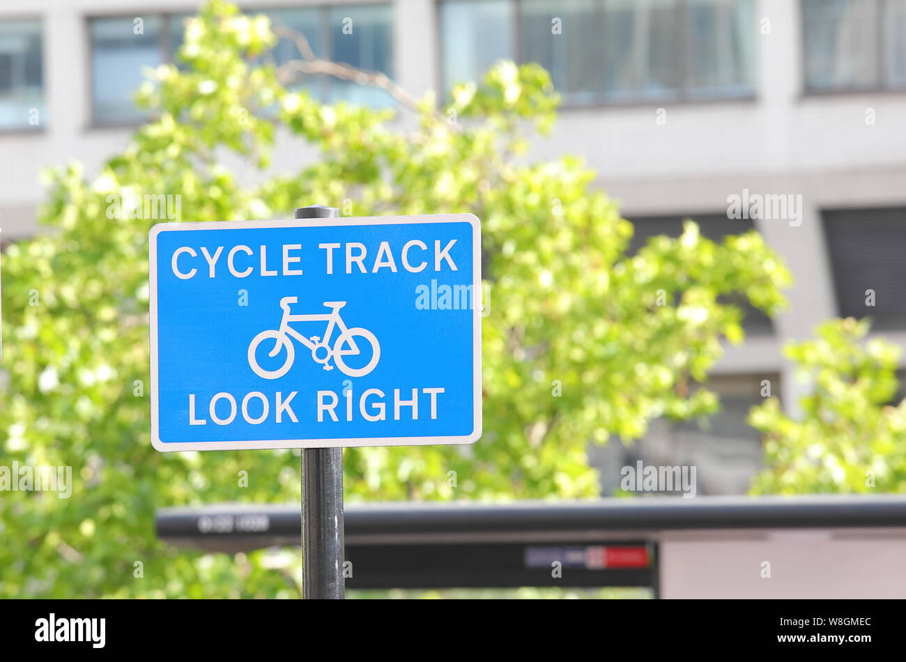 Cycle track sign London UK Stock Photo - Alamy