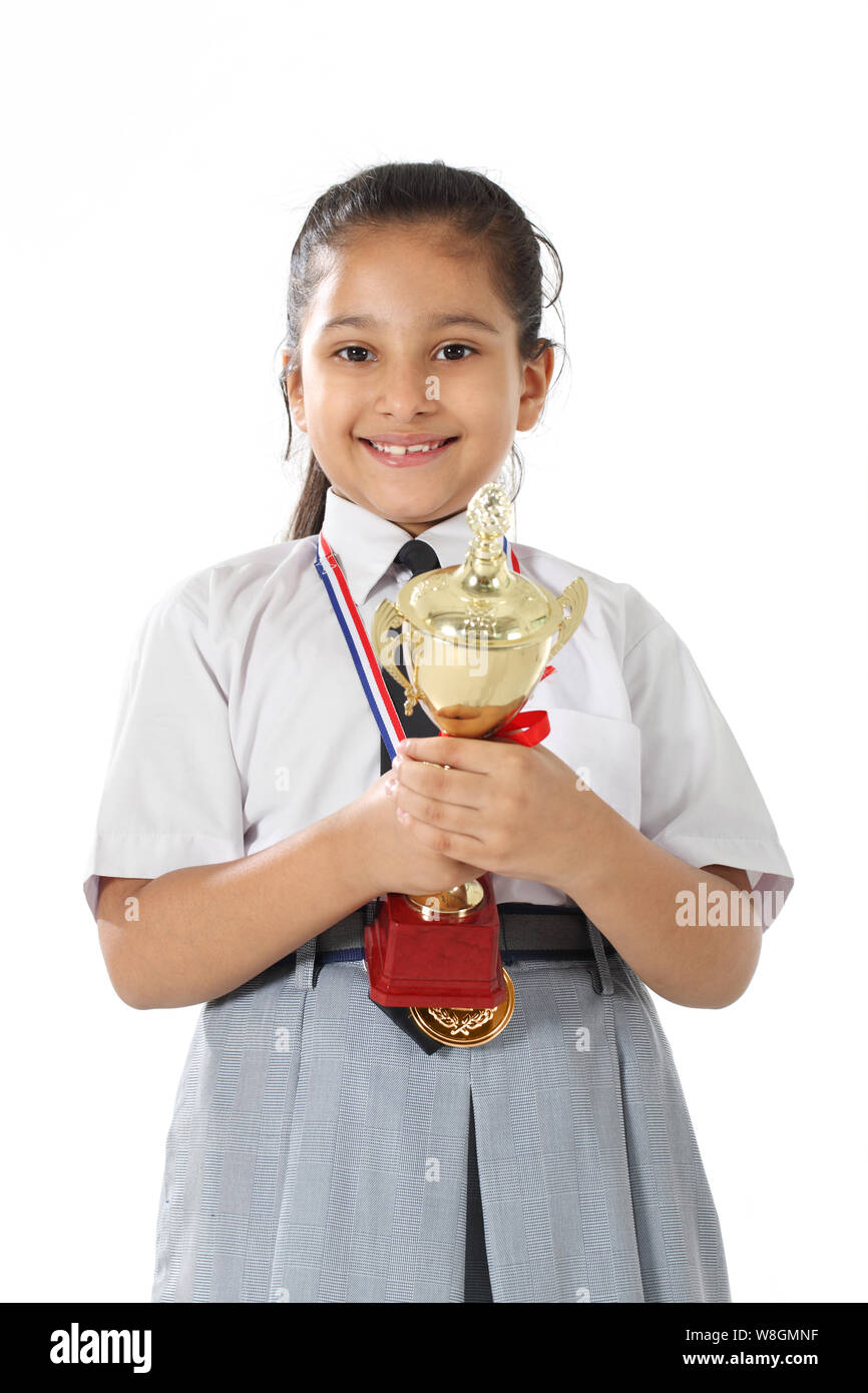 Girl trophy medal hi-res stock photography and images - Alamy