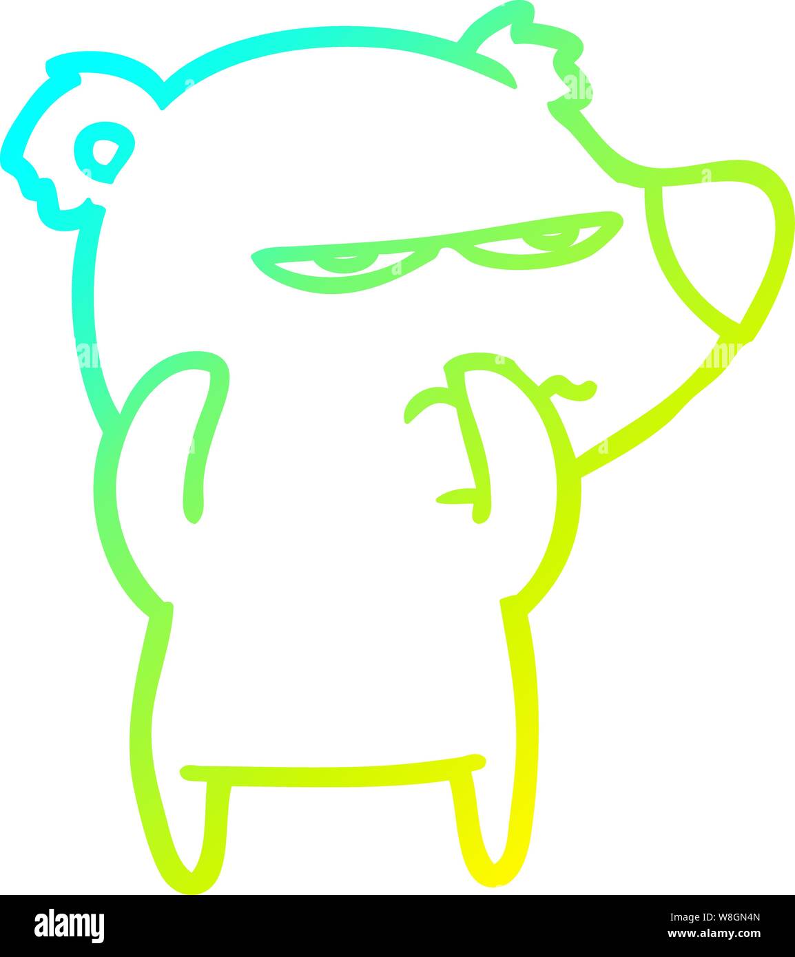 cold gradient line drawing of a angry bear polar cartoon Stock Vector ...