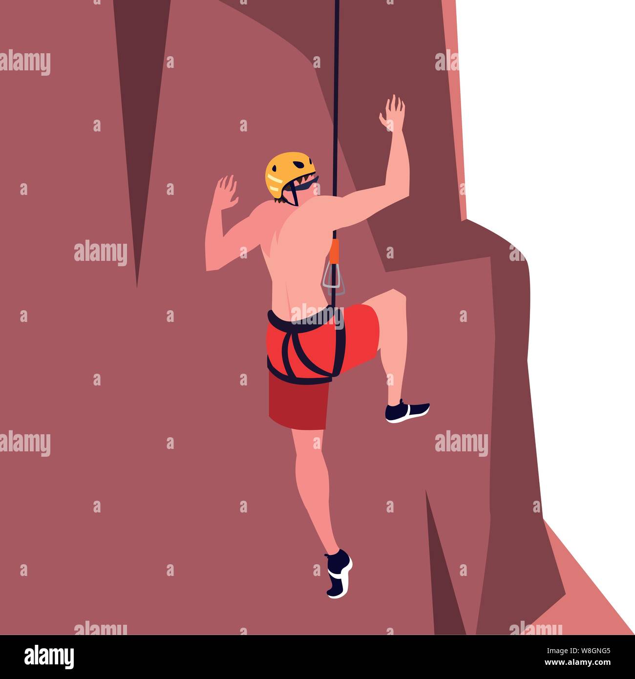 man climbing with rope extreme sport and lifestyle vector illustration ...