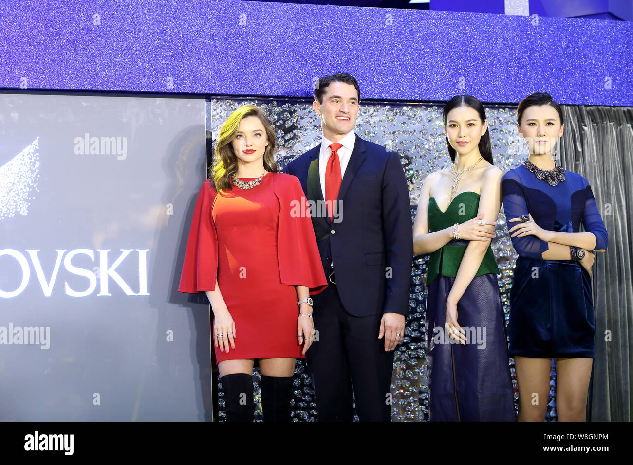 Australian model Miranda Kerr, left, attends a light-up ceremony by ...