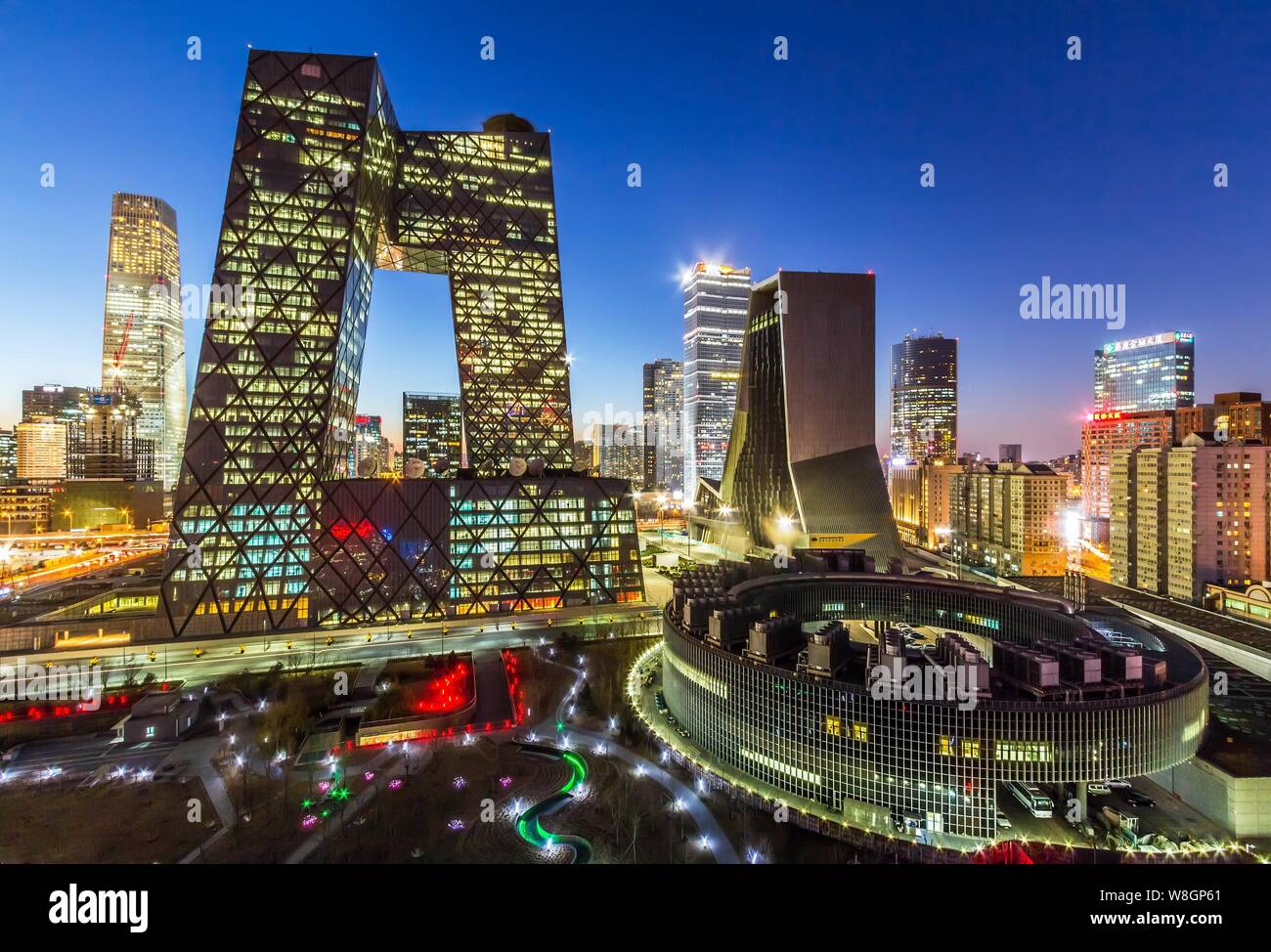 Night view of CBD (Central Business District) with the new CCTV Tower ...