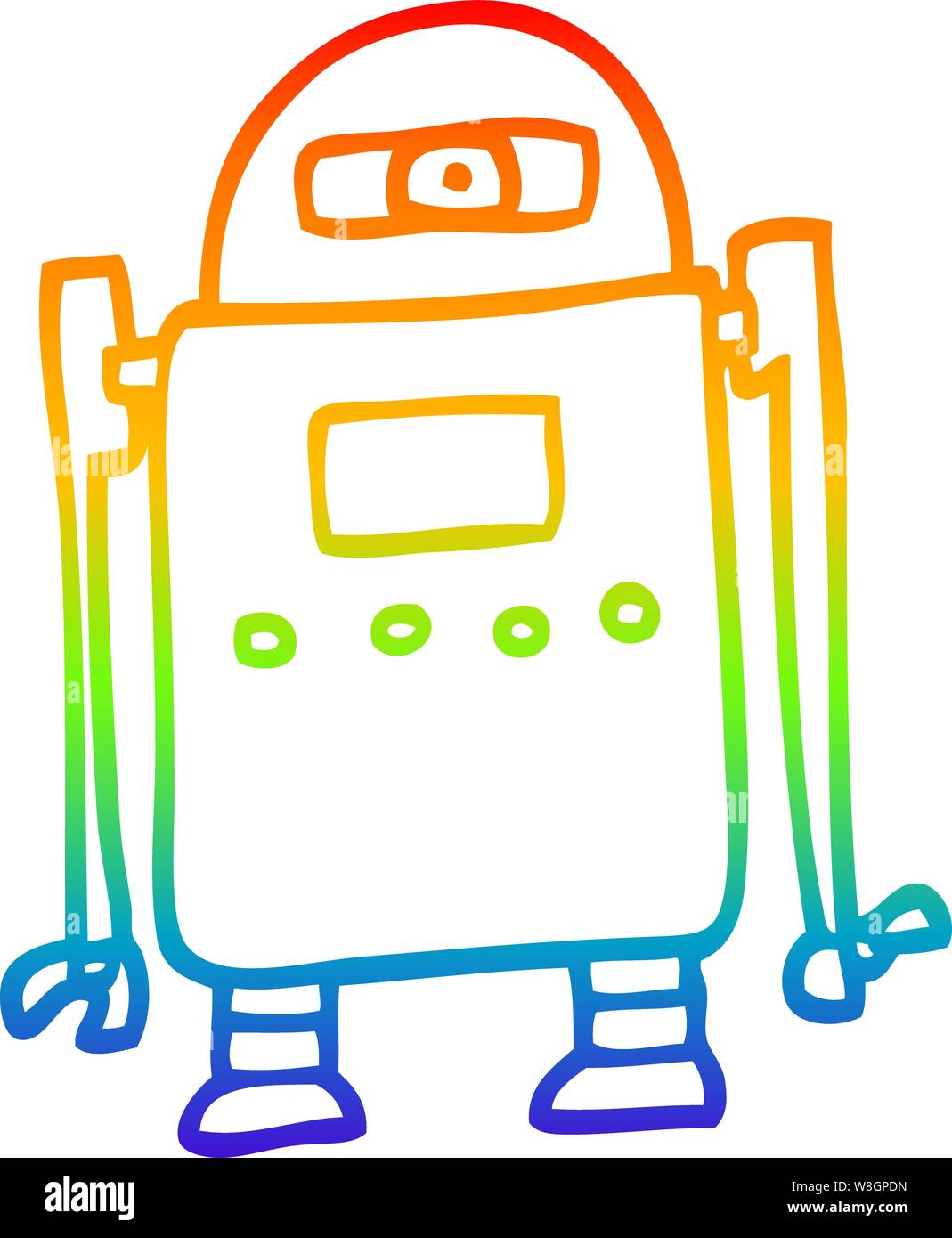 rainbow gradient line drawing of a cartoon robot Stock Vector Image ...