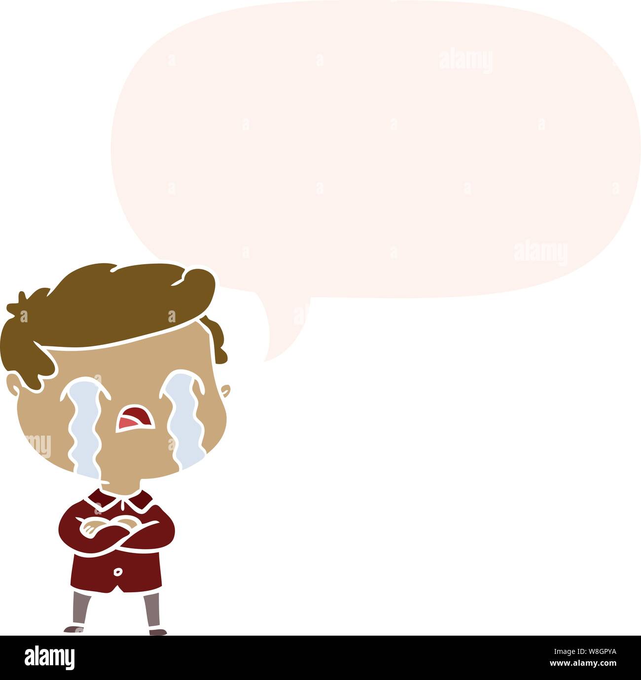 cartoon man crying with speech bubble in retro style Stock Vector Image ...