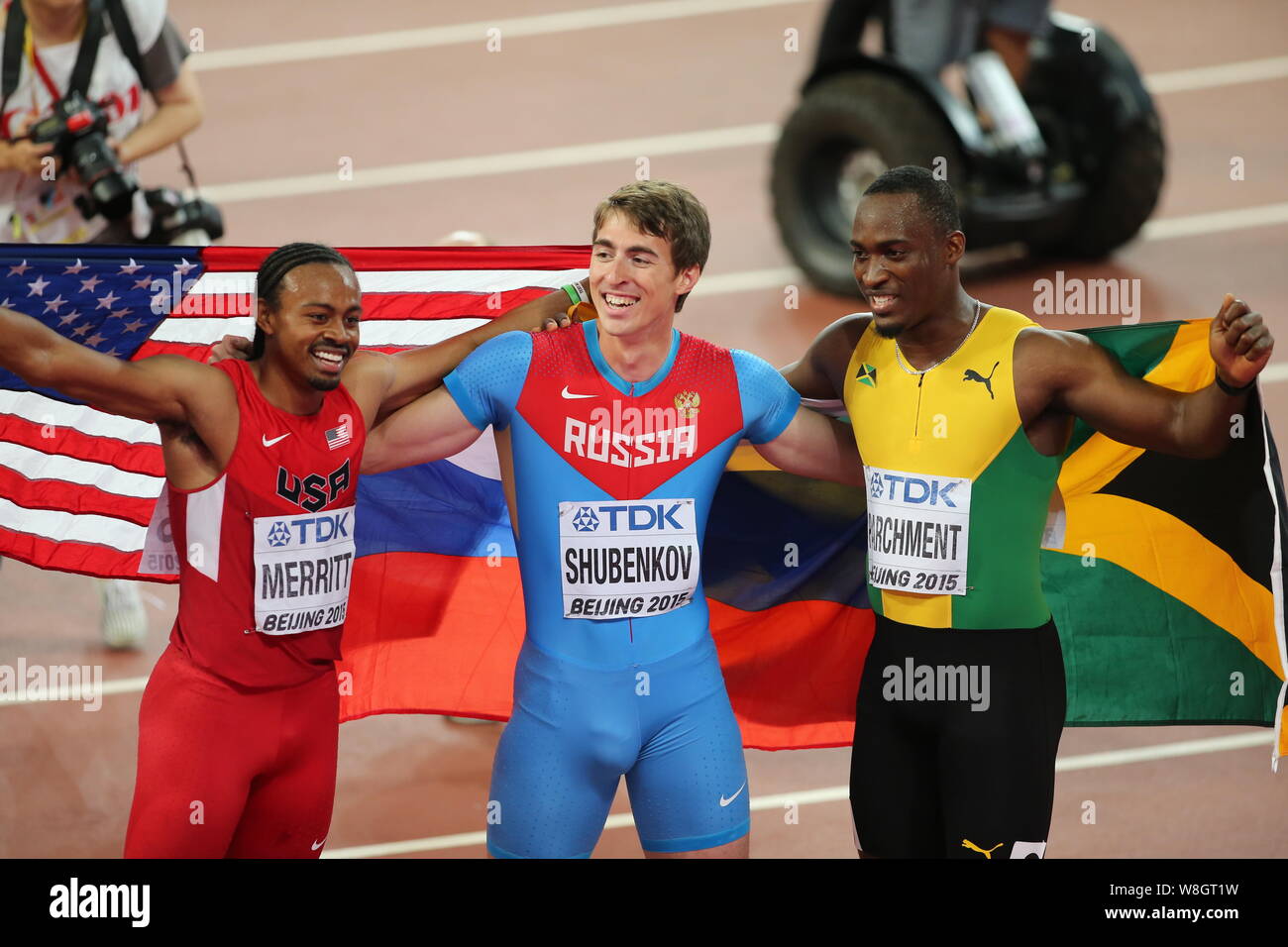 (From left) Second runner-up Aries Merritt of the United States, winner ...