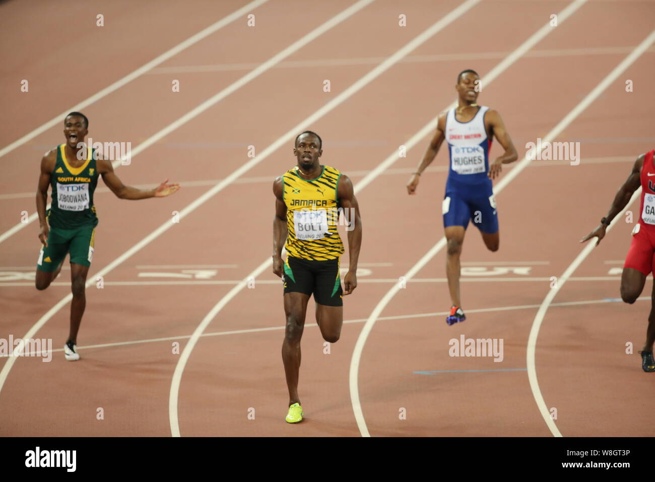 Usain Bolt Crossing The Finish Line