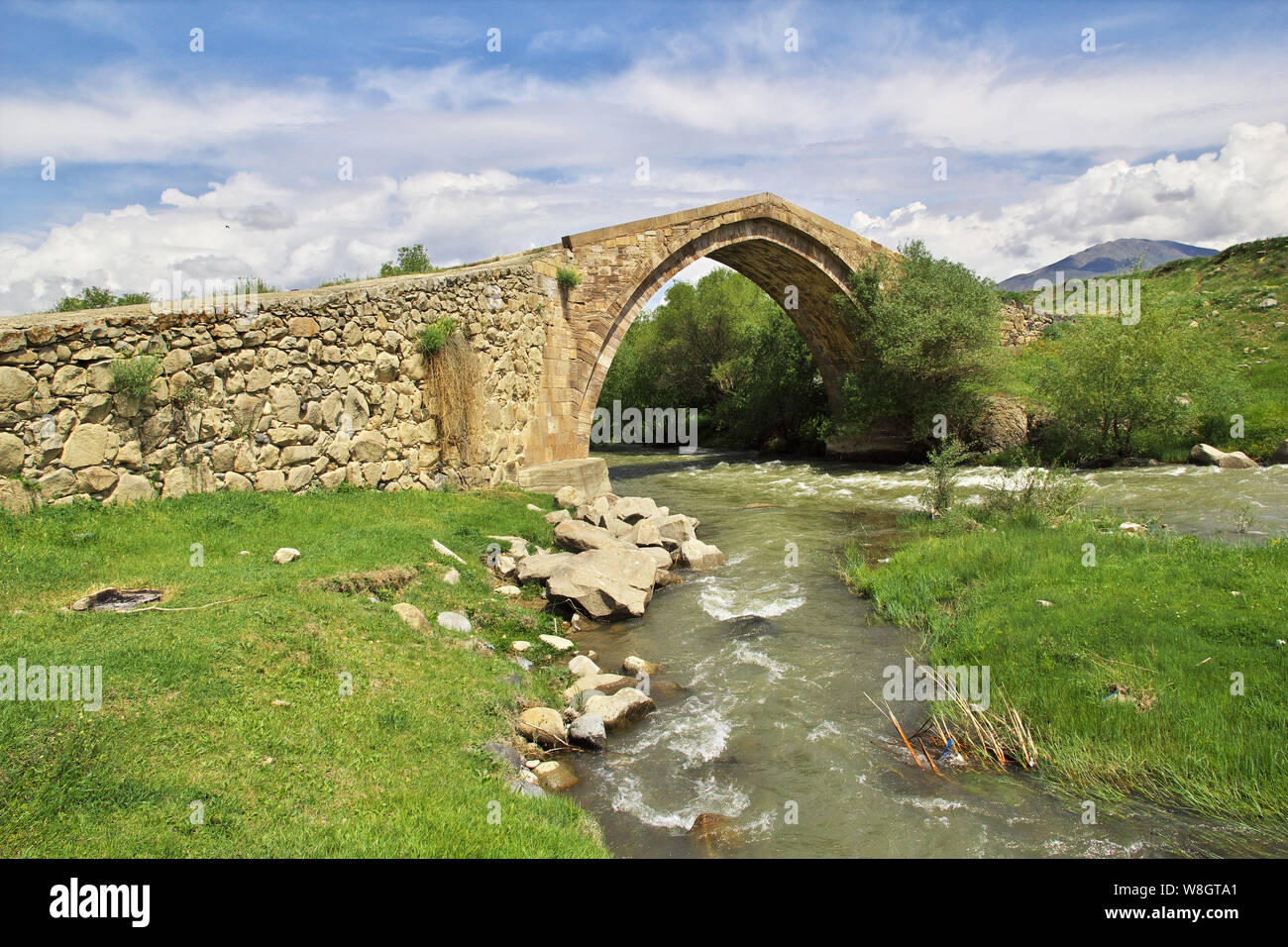 The ancient bridge in the mountains of the Caucasus, Armenia Stock ...